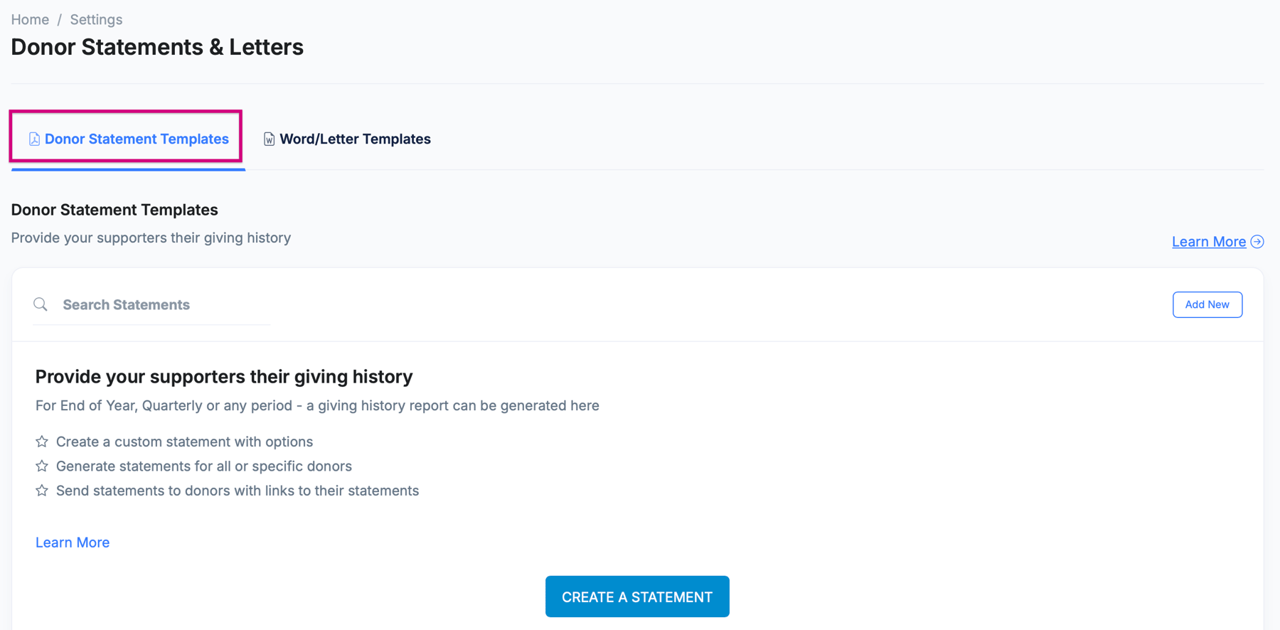 Donor Statements
