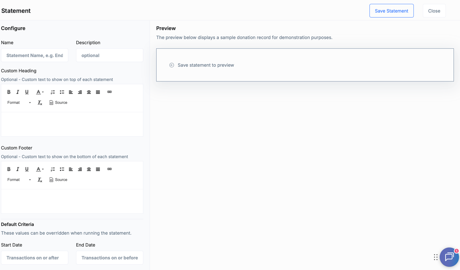 Donor Statements
