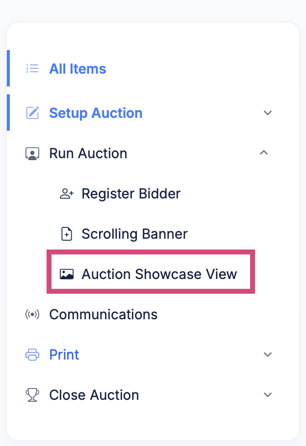 Auction Showcase View