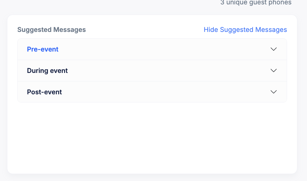 Suggested Text Messages for Events