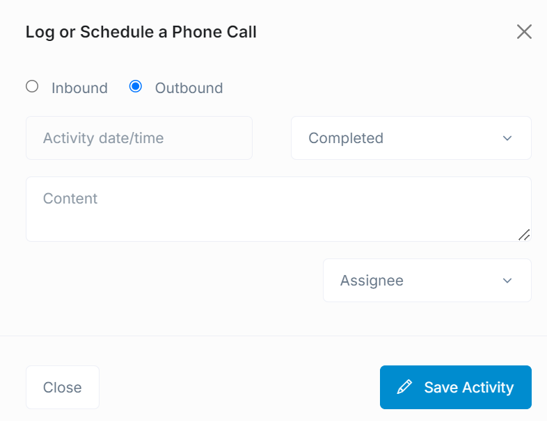 How to log an activity for a contact