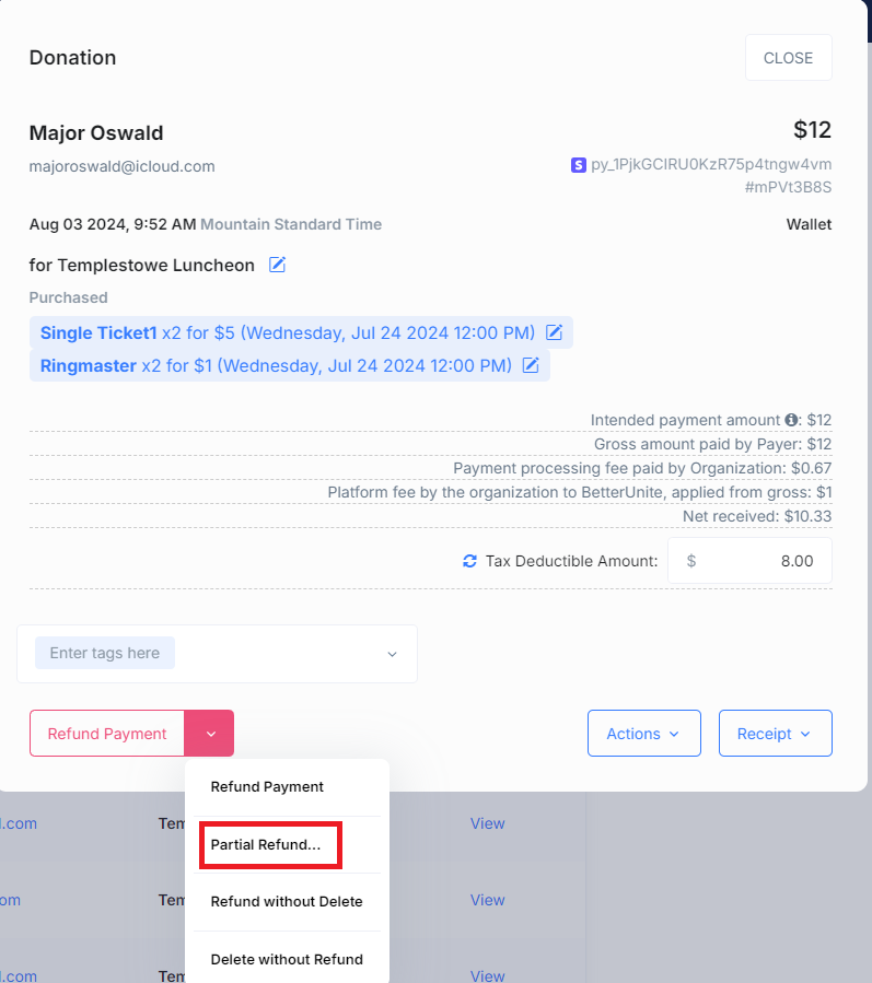 Can I issue a partial refund?