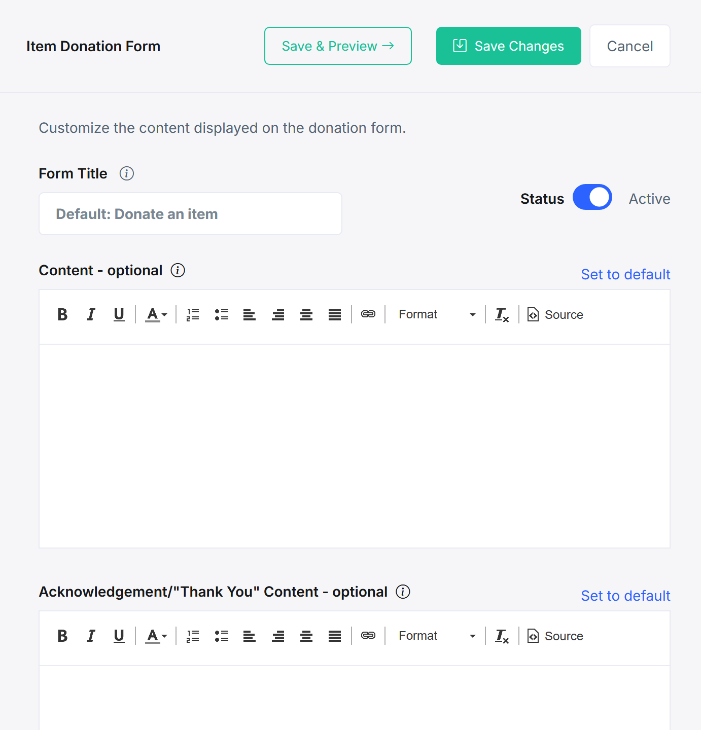 Item Donation Forms