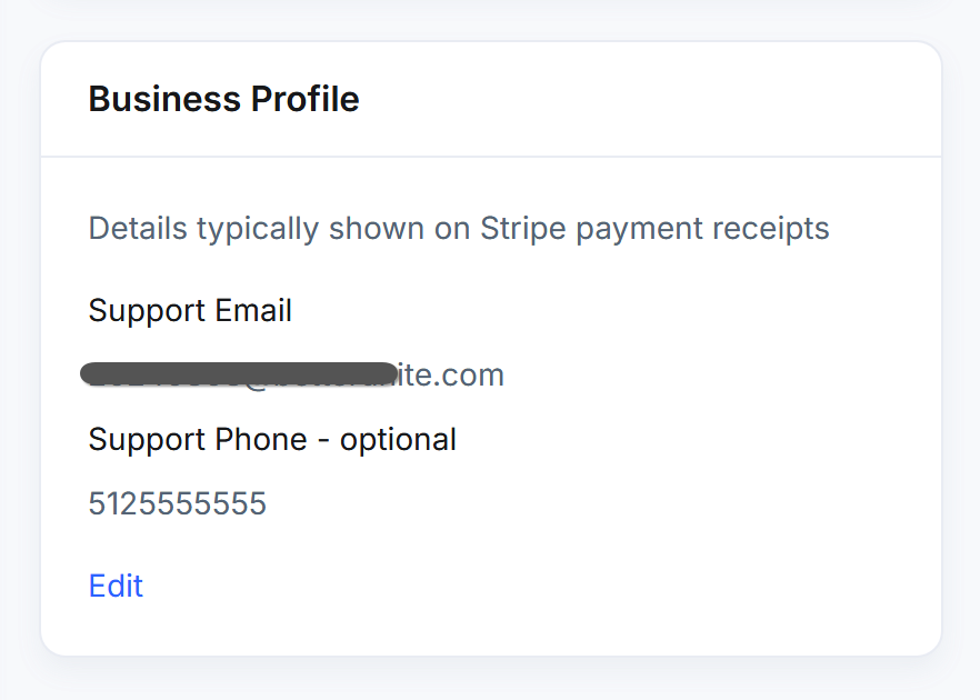 How do I update my Stripe receipt contact email?