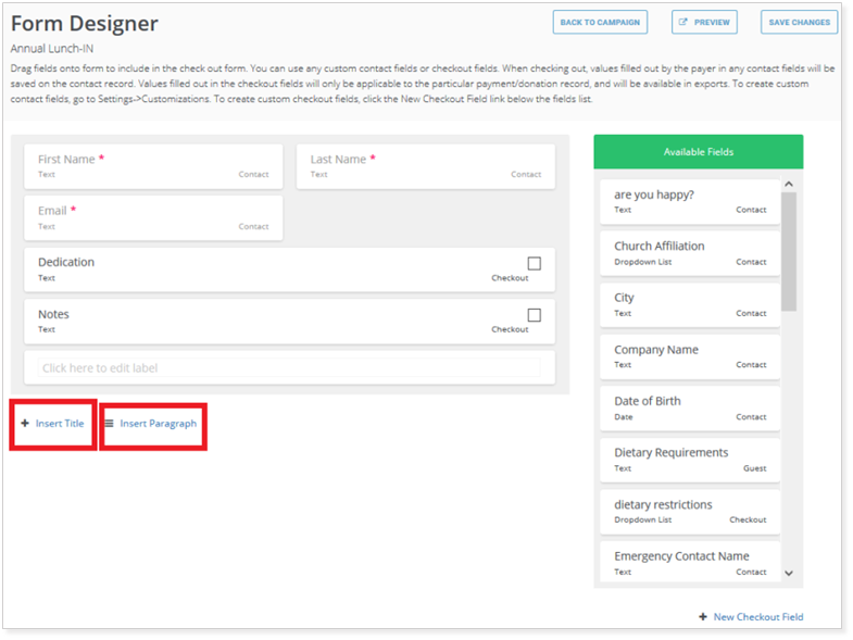Checkout Options: Checkout Form