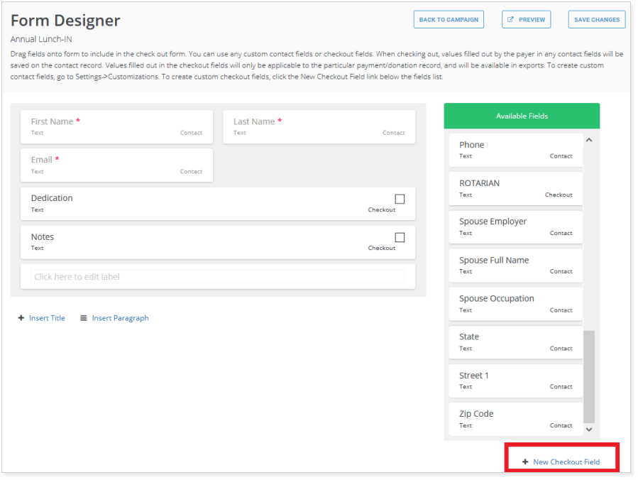 Checkout Options: Checkout Form