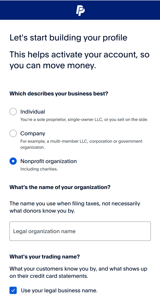 PayPal Sign Up