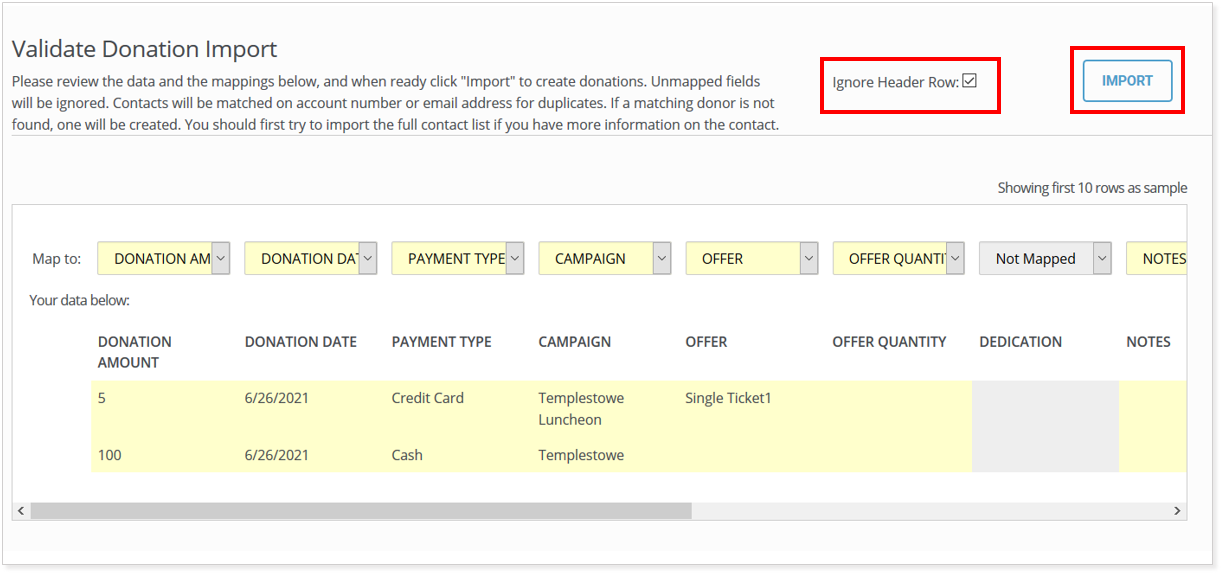 How can I Import Past Donation History